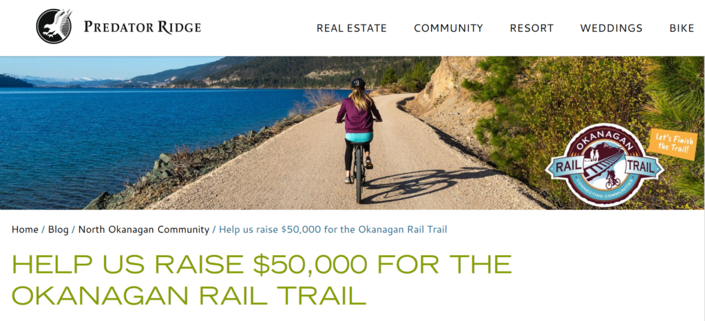 Predator Ridge Matching Campaign - Okanagan Rail Trail